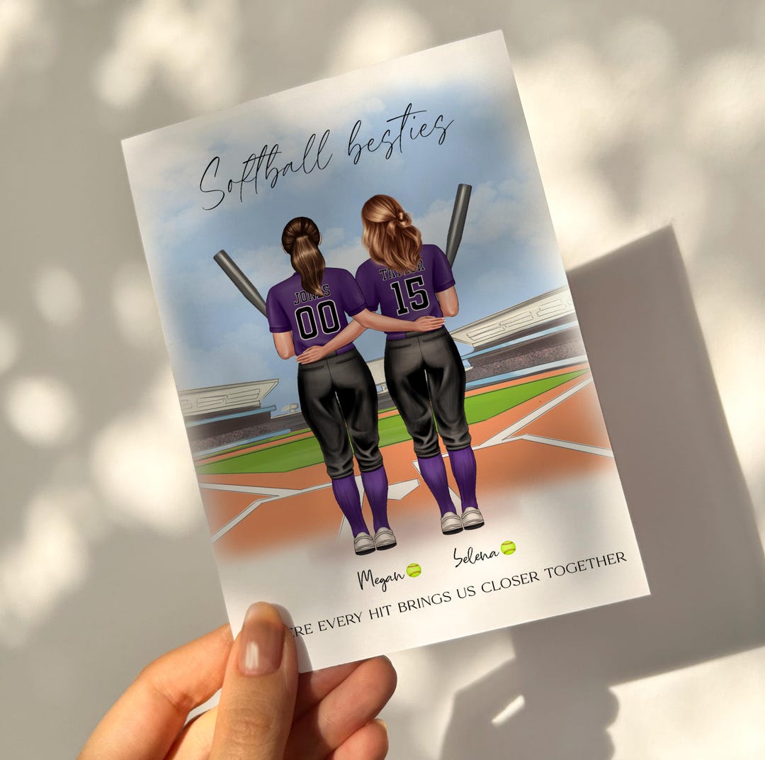 Personalized Softball Team Print, Friends Gift, Custom Teammate Art ...