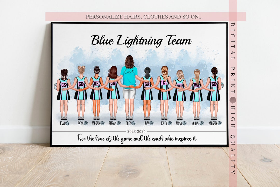 Personalized Netball Team Print A Special Thank You to the Coach Gift ...