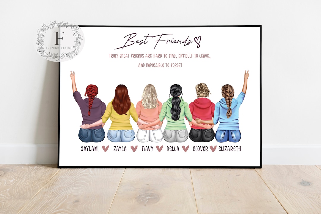 Personalised Group of Friends Print Best Friend Print - Etsy