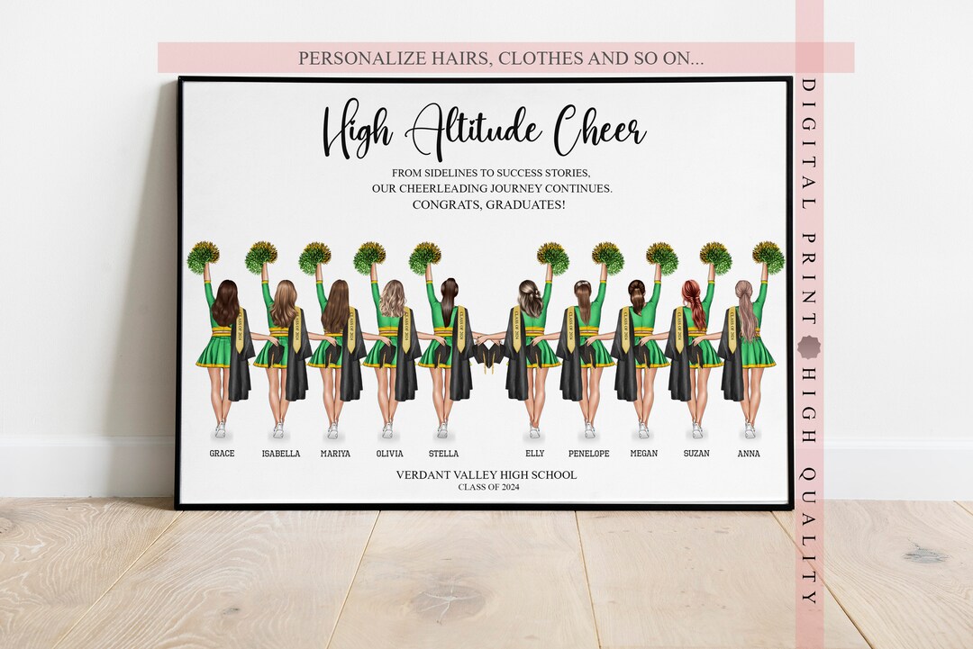 Personalized Cheerleader Graduation Print, Cheer Team Gifts, Download ...