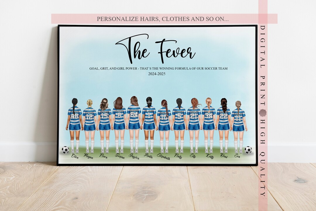 Personalized Soccer Team Print - A Cherished Gift for Girls' Soccer ...
