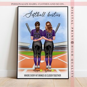 Softball Best Friends, Personalized Softball Graduation Print, Softball ...