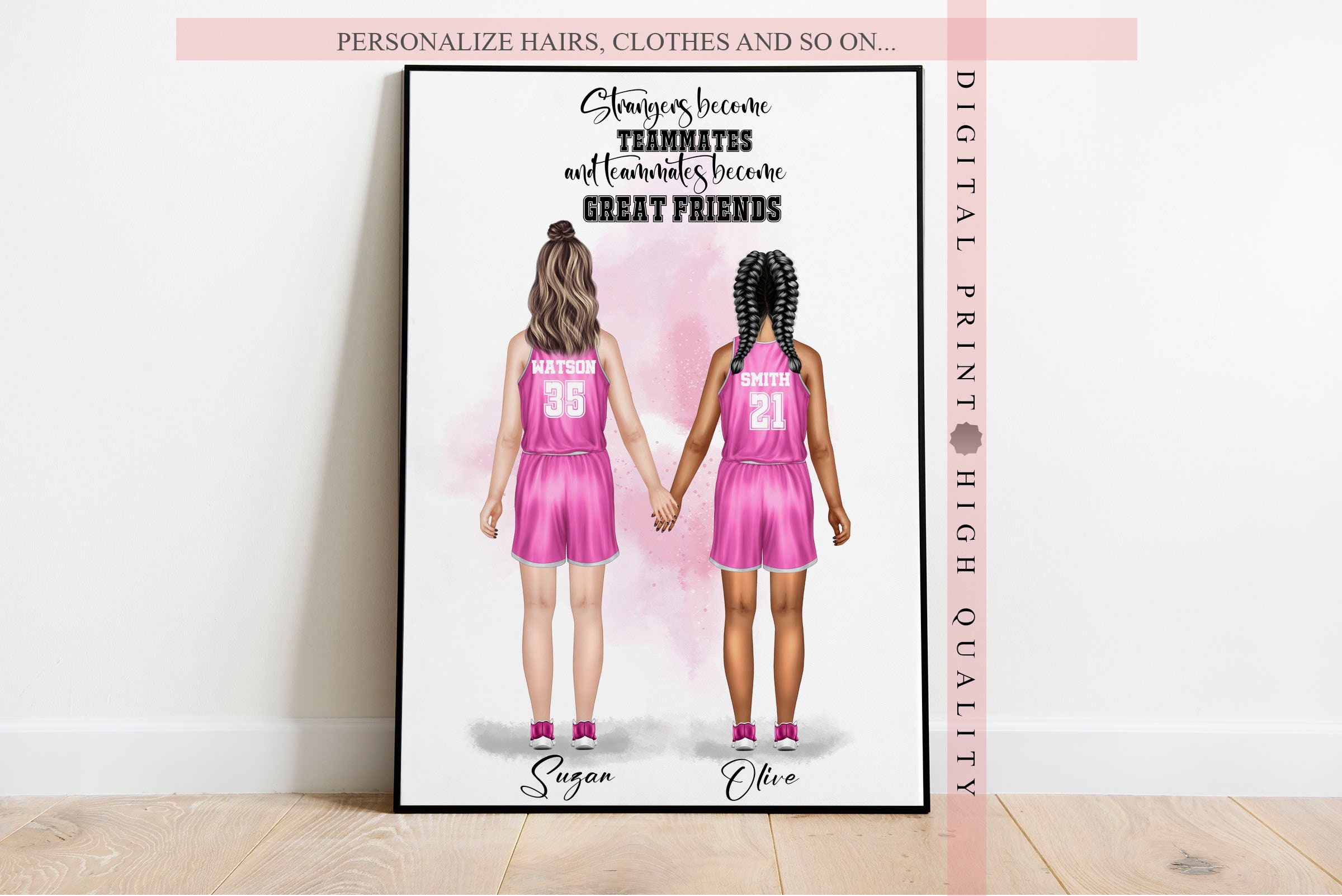 Personalized Girls' Basketball Teammates Print Celebrate the Power of ...