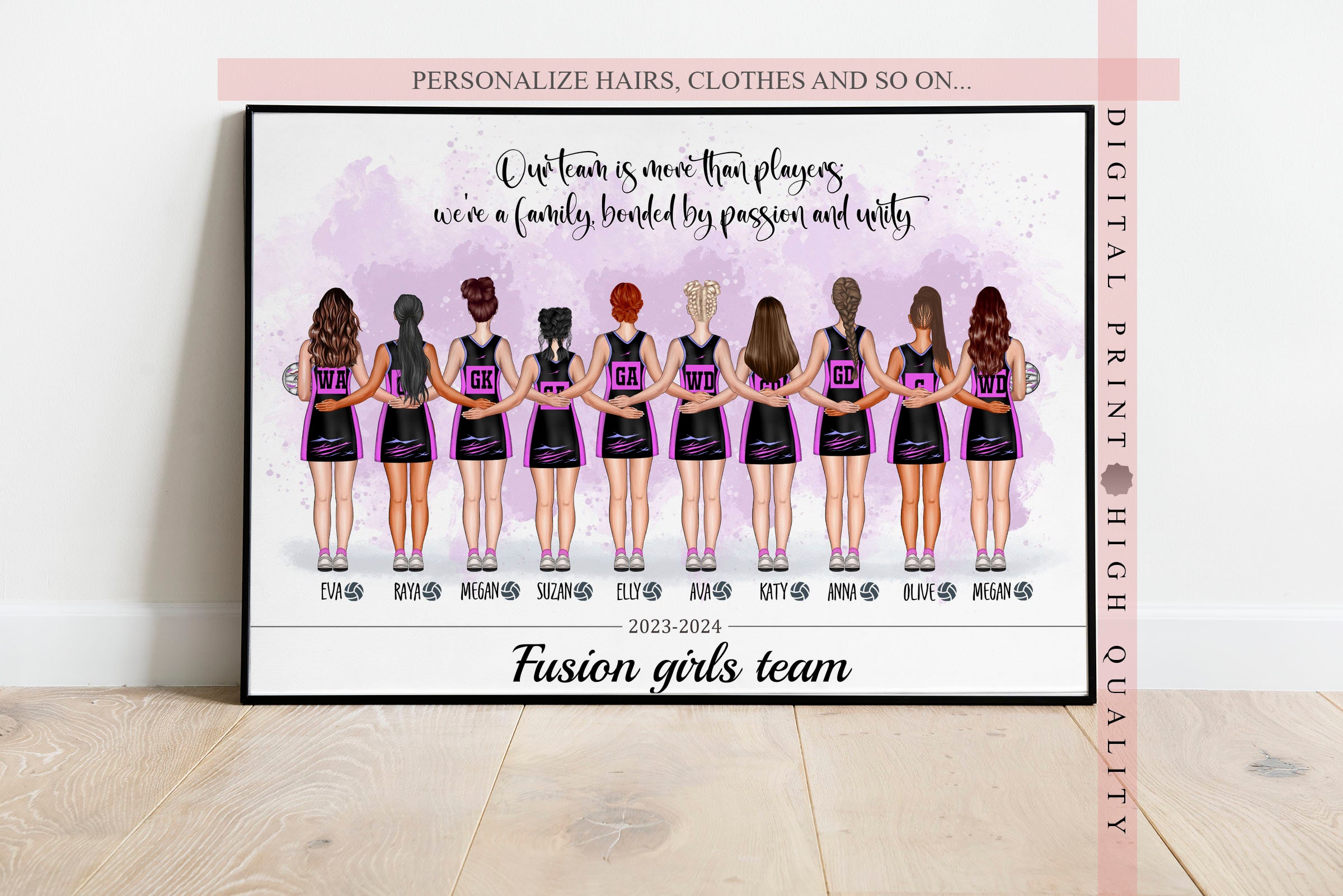 Personalized Netball Team Print Celebrate Teamwork and Sportsmanship - Etsy