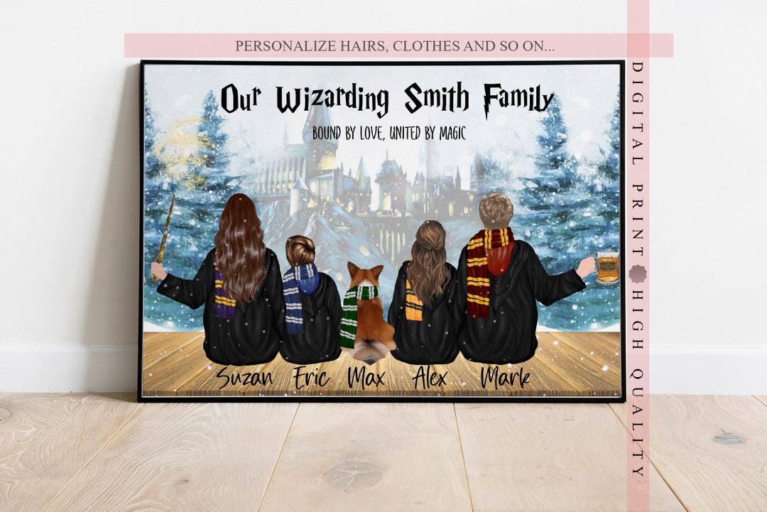 Personalized Wizard Family Print A Magical Tribute for Wizards ...