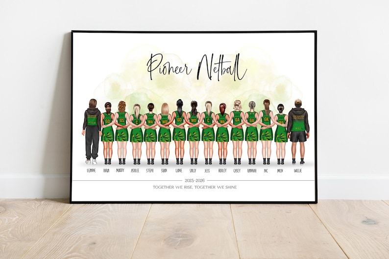 Personalized Netball Team Print - Gift for Coach and Teammates ...