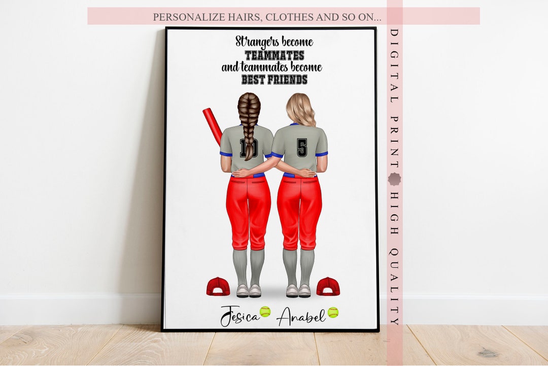 Personalized Bestie Softball Gift – Custom Softball Best Friends ...