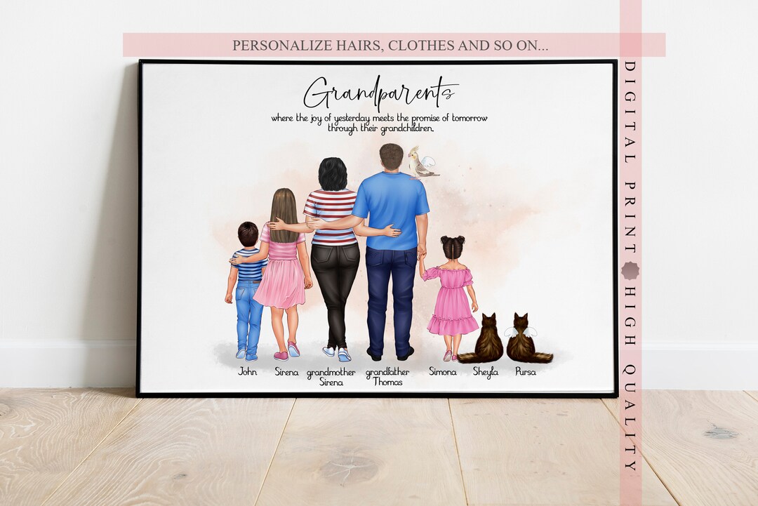 Personalized Grandparents With Grandchildren Print A Heartwarming Gift ...