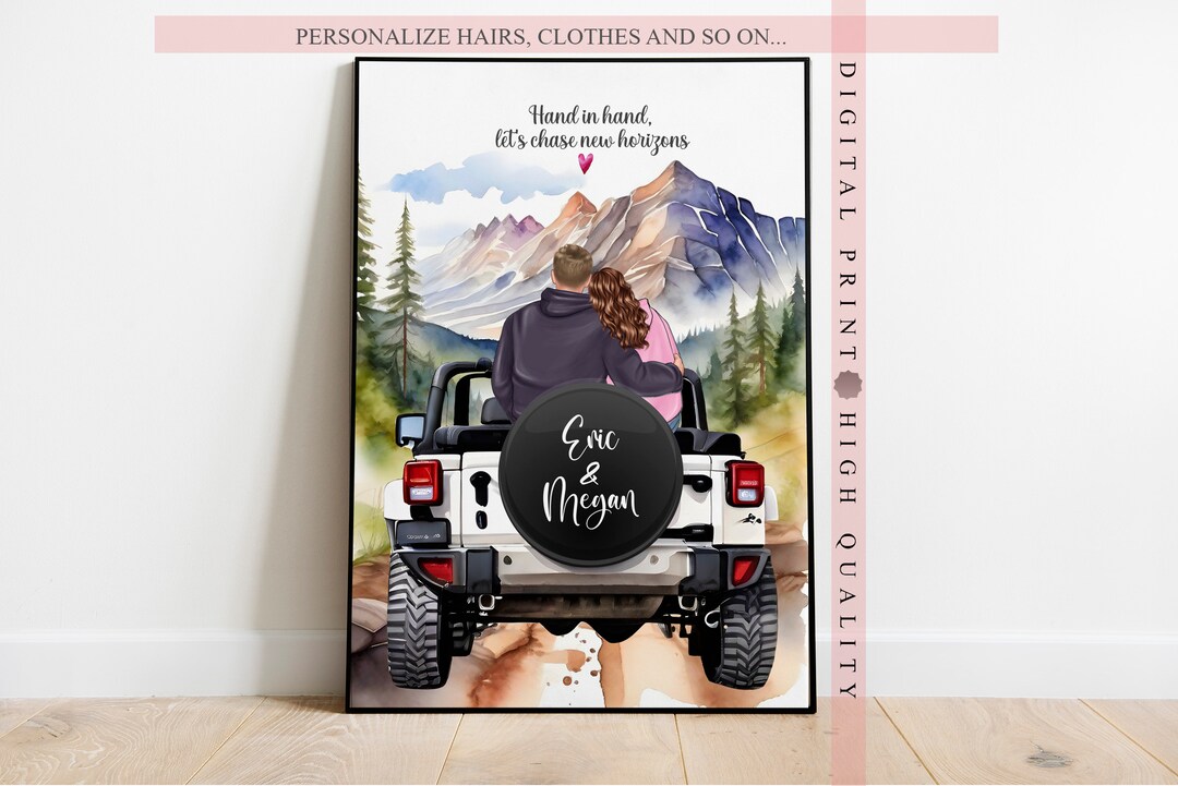 Personalized Off-roading Adventure Couples Print Mountains JK SUV ...
