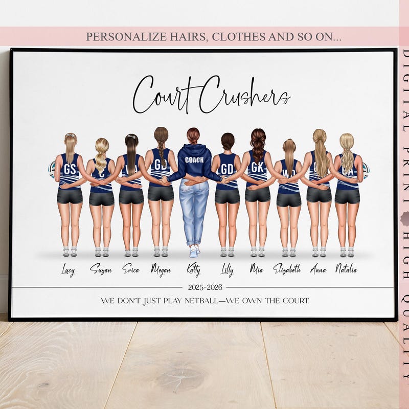 Netball Gift Team Print - 60+ Gift Ideas for 2025