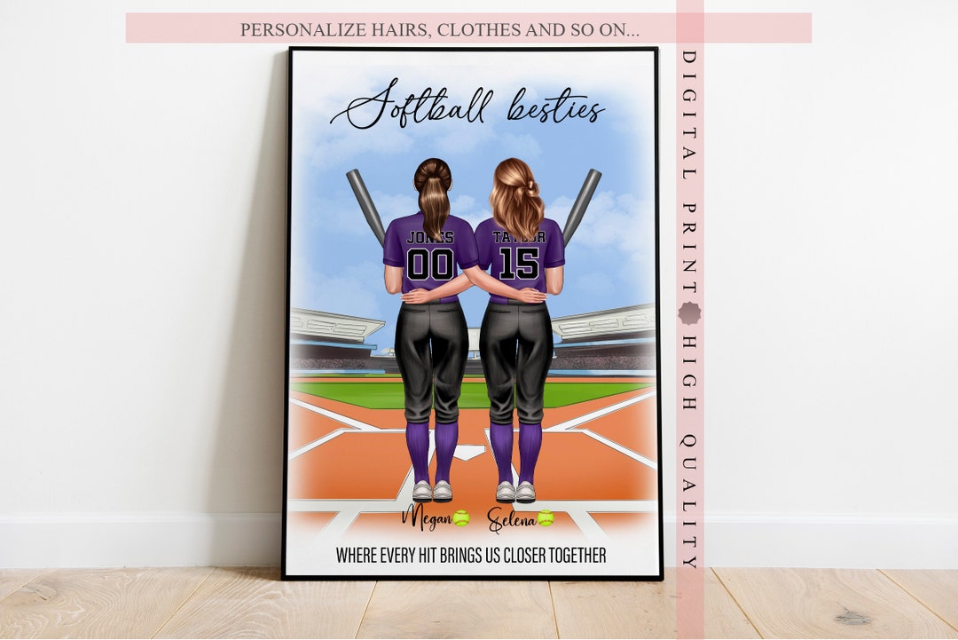 Personalised Bestie Softball Gift for Girls Softball Team Softball ...