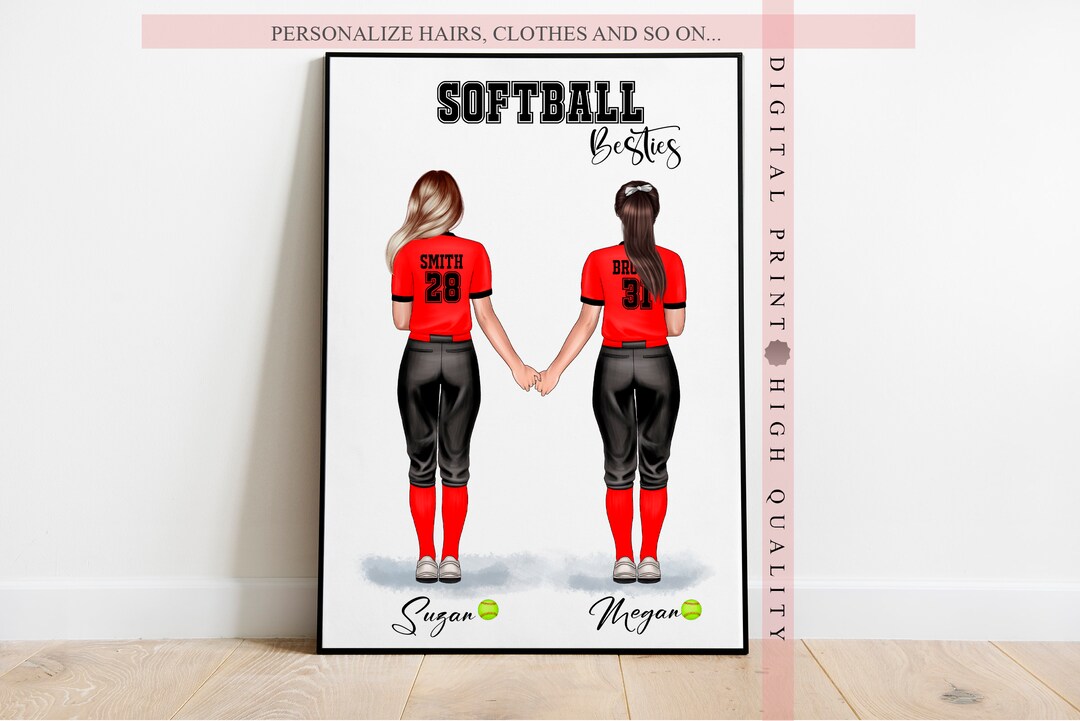 Softball Best Friends, Personalized Softball Graduation Print, Softball ...