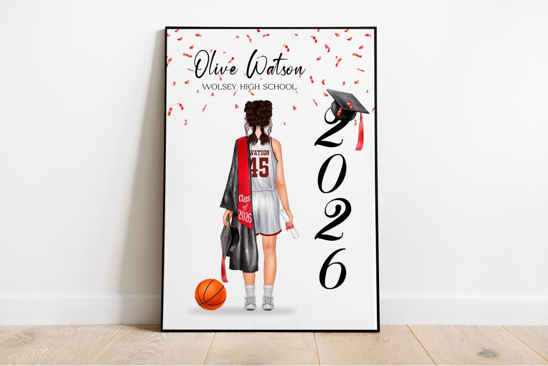 Personalized Basketball Graduation Portrait | Senior Girl Gift (digital ...