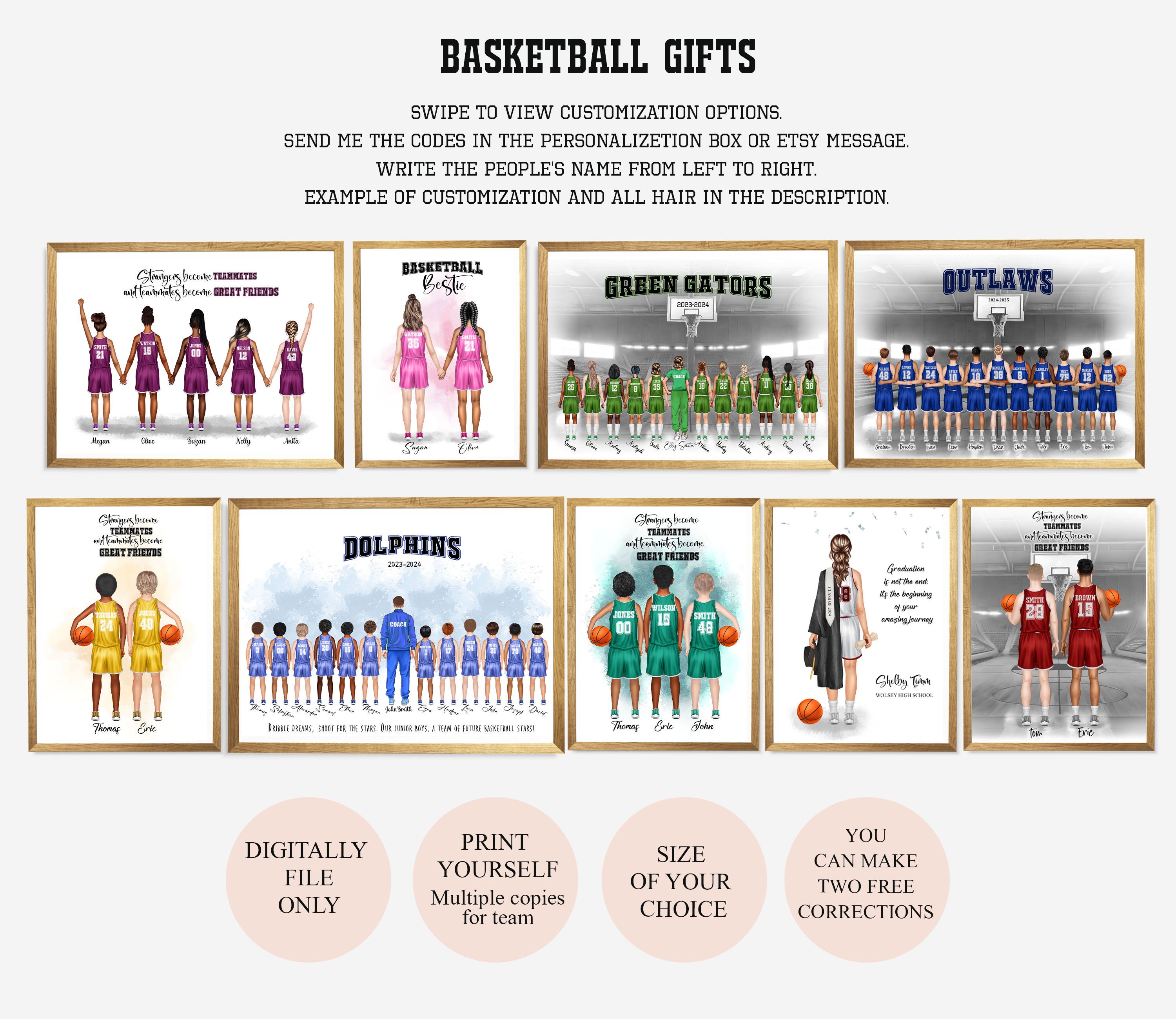 Personalized Girls' Basketball Teammates Print Celebrate the Power of ...