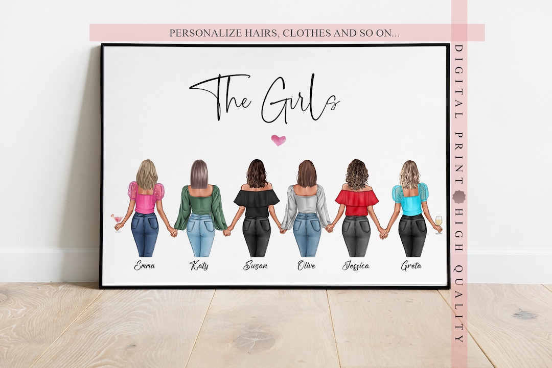 Best Friend Gift - Custom Wall Art - Group of Friends Print ...