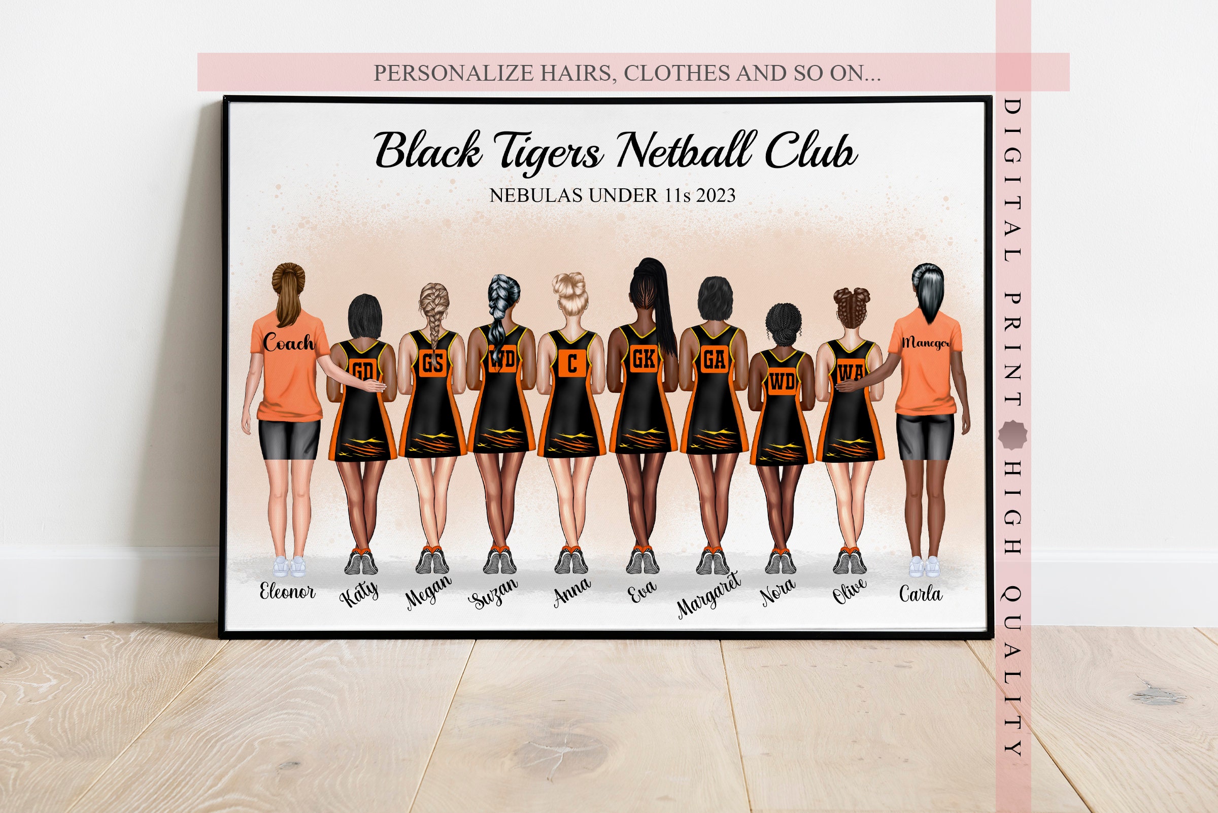 Personalized Netball Team Print Gift for Coach and Teammates - Etsy ...