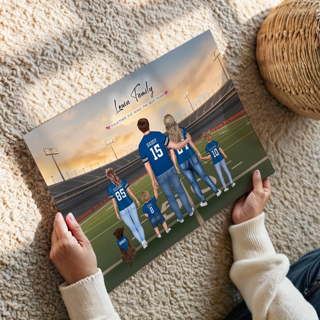 Family Custom Portrait – Personalized Football Fan Family Wall Art - Etsy