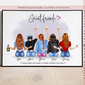 Best Friend Gift, Group of Friends Print, Best Friend Print, Best ...