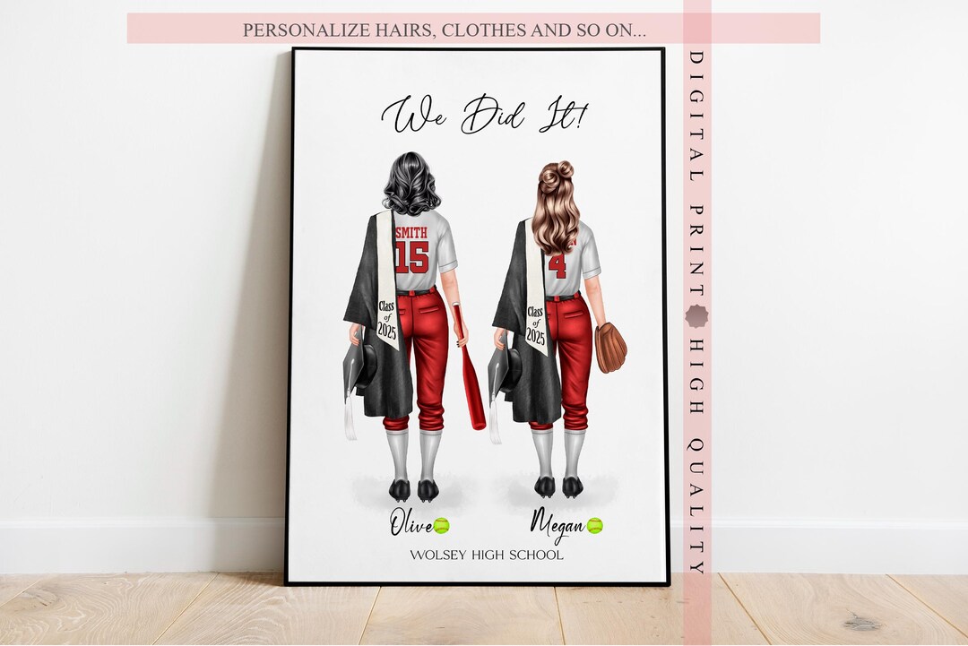 Personalized Besties Softball Graduation Gift for Girls - Softball Team ...