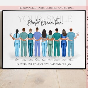 Personalized Dental Team Print - Celebrating Your Bright Smiles and ...