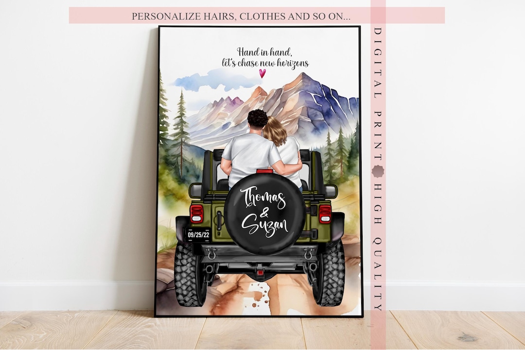 Personalized Off-roading Adventure Couples Print - Mountains - JK - SUV ...
