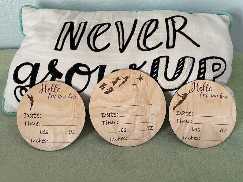 Wood Peter Pan Inspired Birth Announcement / Tinkerbell Inspired Baby ...