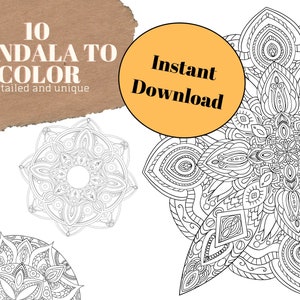 10 Printable Mandala Coloring Pages Bundle - Etsy