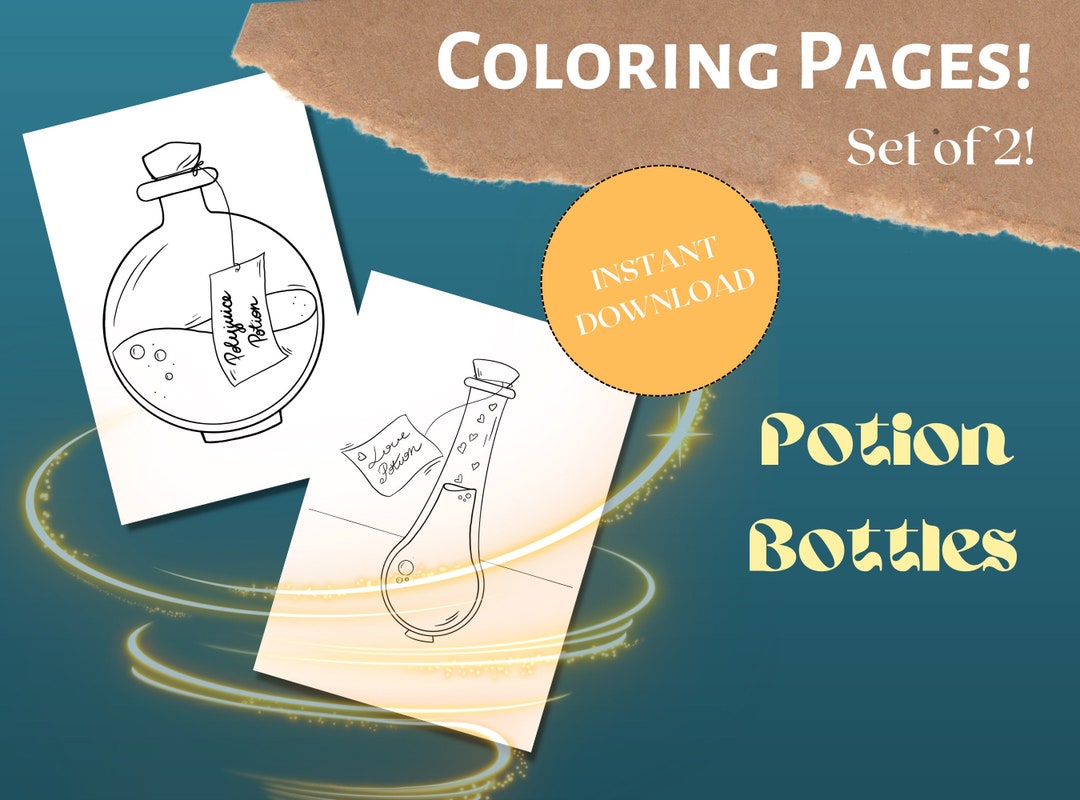 Coloring Pages Potion Bottles Instant Download - Etsy