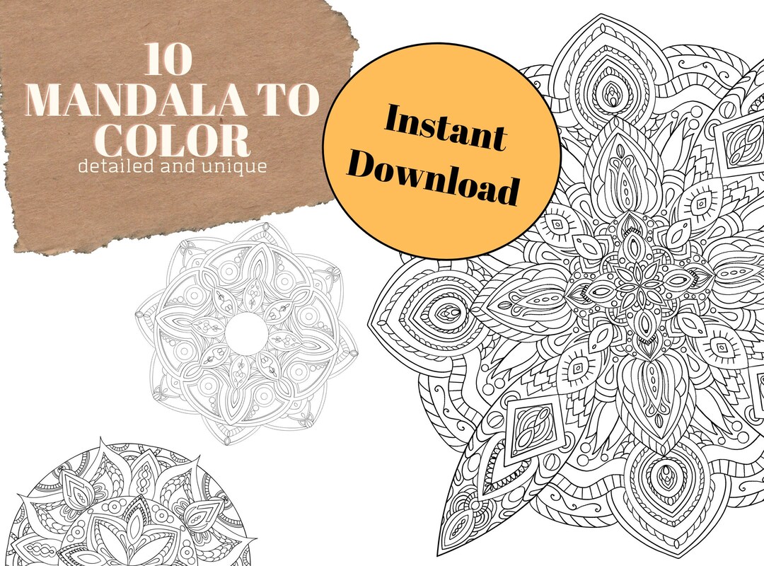 10 Printable Mandala Coloring Pages Bundle - Etsy