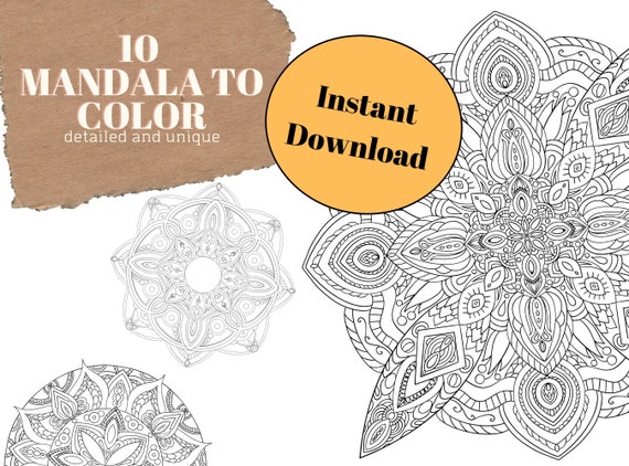 10 Printable Mandala Coloring Pages Bundle - Etsy