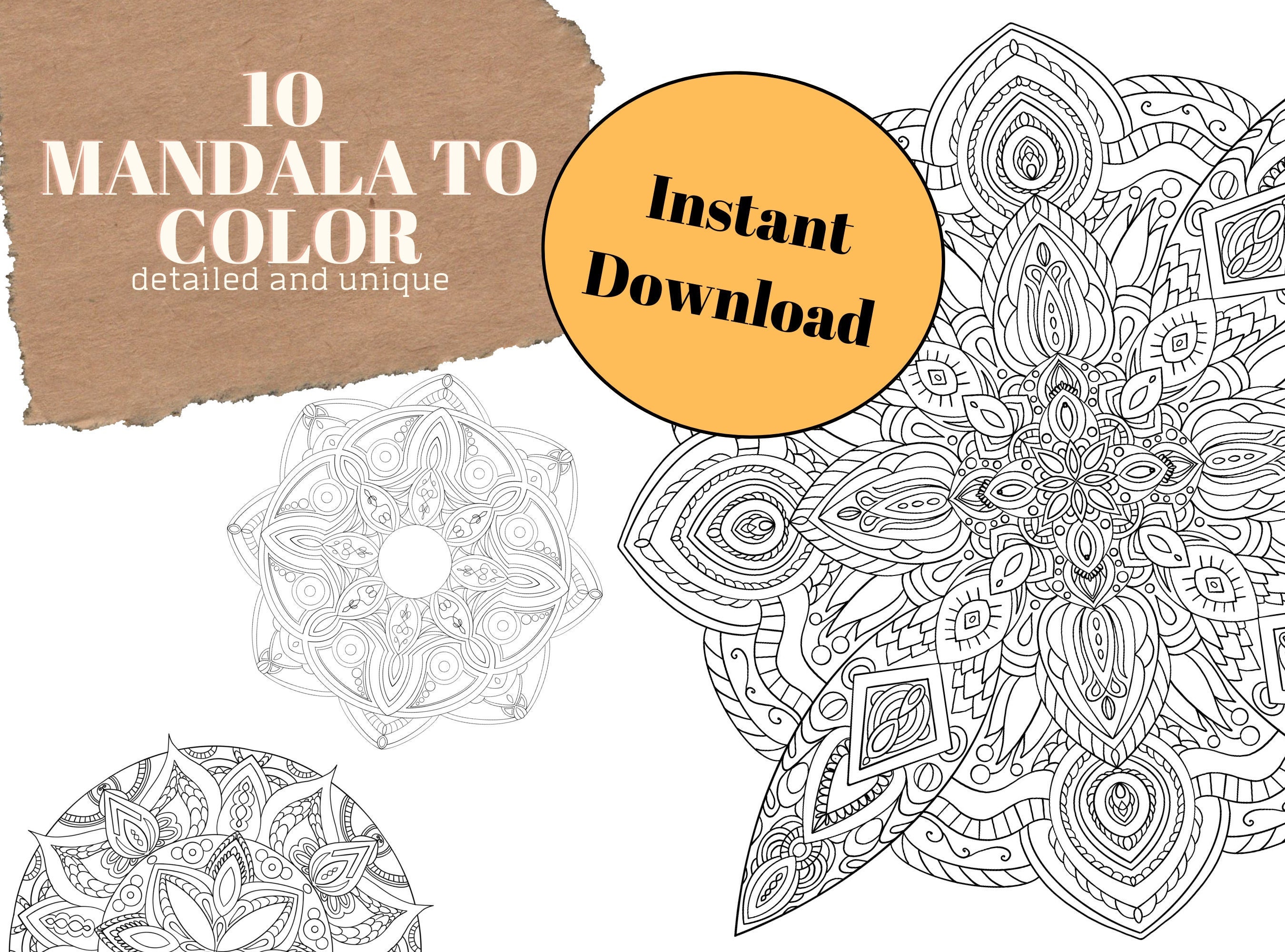 10 Printable Mandala Coloring Pages Bundle - Etsy