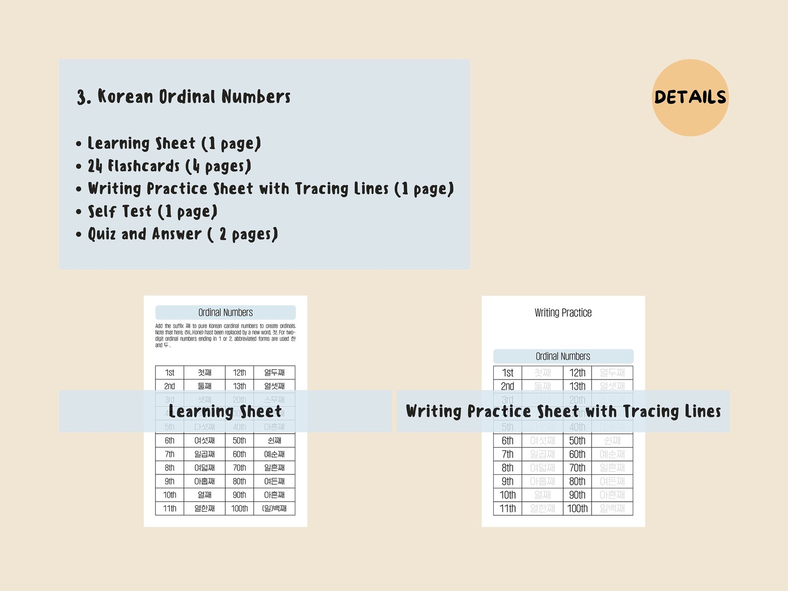 Korean Number Learning Set Korean Worksheets Hangul - Etsy