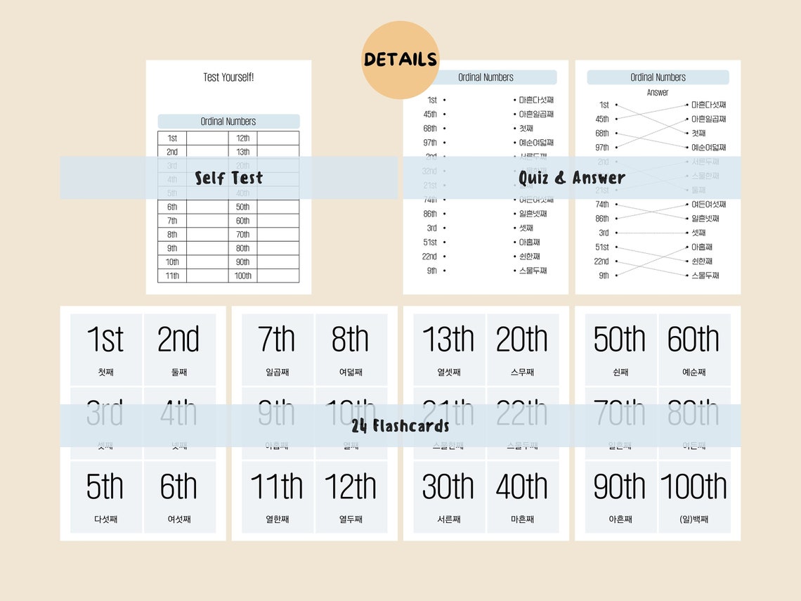 Korean Number Learning Set Korean Worksheets Hangul - Etsy