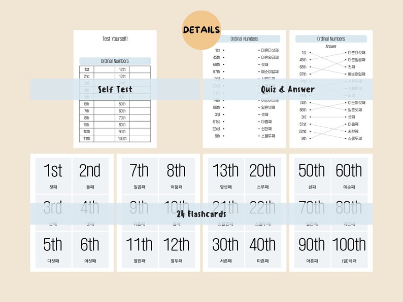 Korean Number Learning Set Korean Worksheets Hangul - Etsy