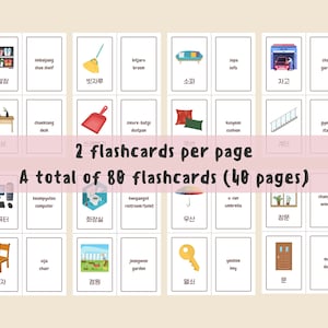 Printable Korean English Flashcards With Household Objects - Etsy