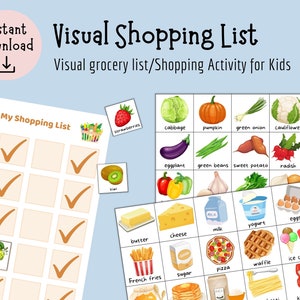Visual Grocery List for Kids, Shopping List for Children, Shopping ...