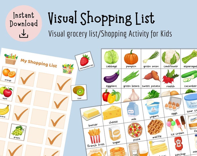 INSTANT DOWNLOAD: My Shopping List Grocery List for Kids, Kid Grocery ...