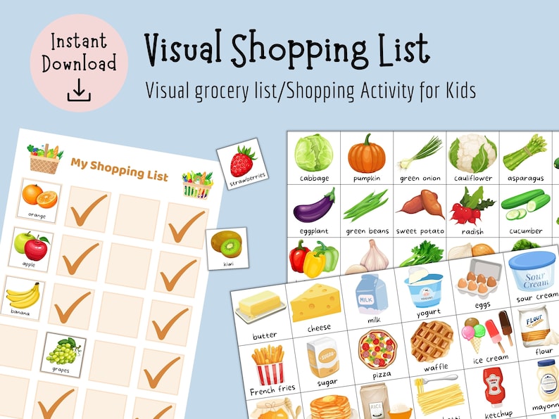 Visual Grocery List for Kids, Shopping List for Children, Shopping ...