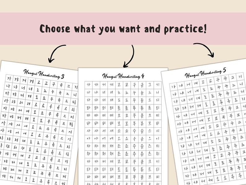 Printable Hangul Handwriting Practice Sheets Hangeul Hand - Etsy