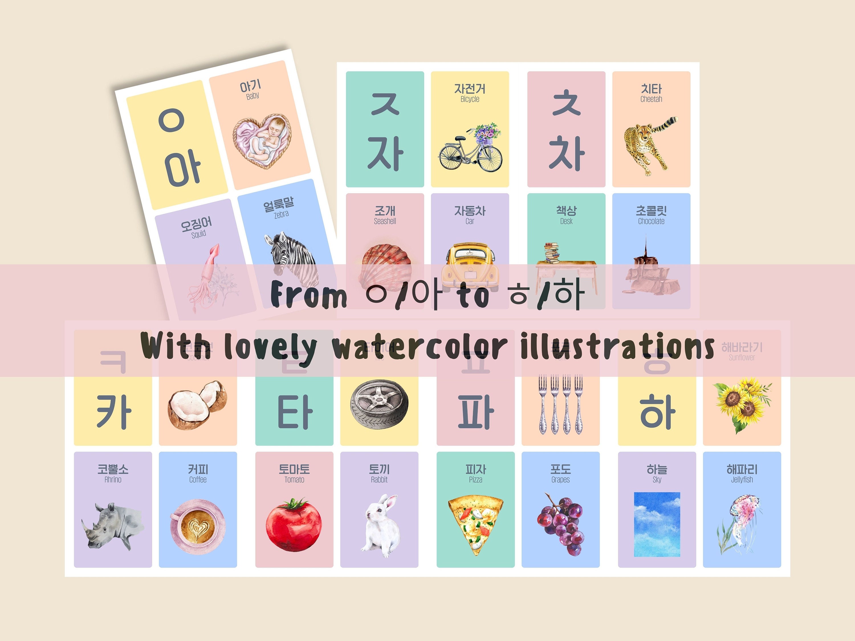 Korean English Flashcard, Korean Vocabulary Flashcards, Hangul/hangeul ...