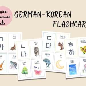 German Korean Flashcard, Digital Download Hangul Learning Cards, Korean German Vocabulary Cards ...