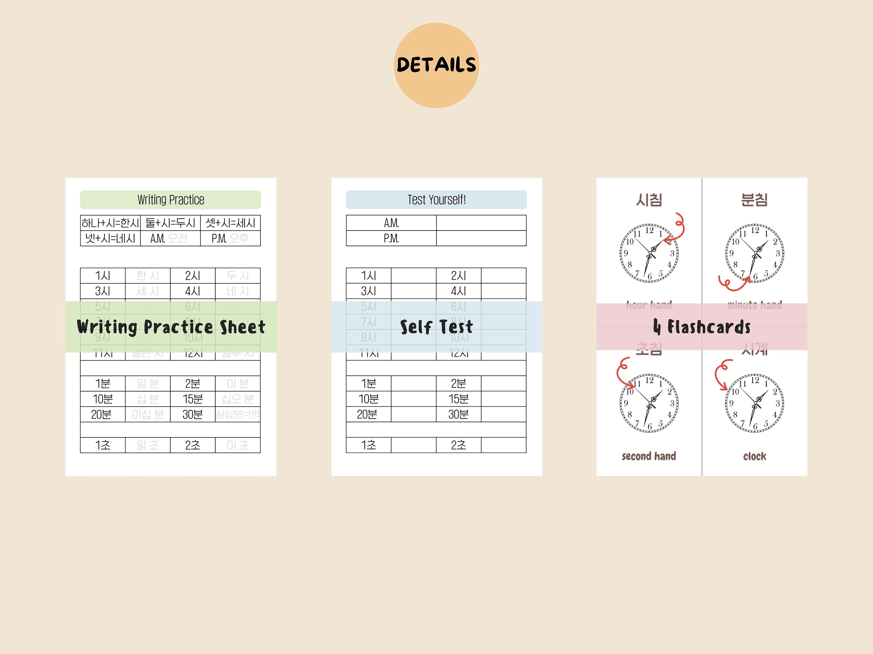 Basic Korean Grammar Korean Learning Season Day Date Time - Etsy