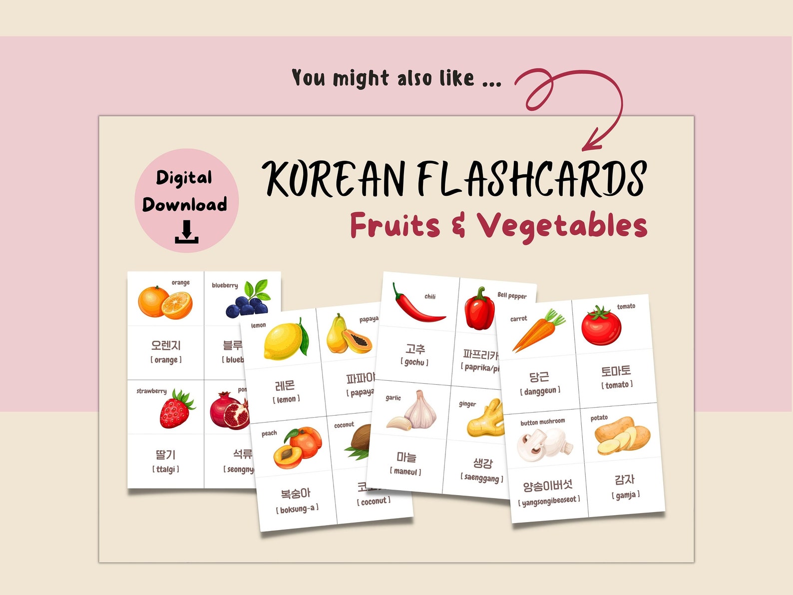 Korean English Flashcard, Korean Vocabulary Flashcards, Hangul/hangeul ...