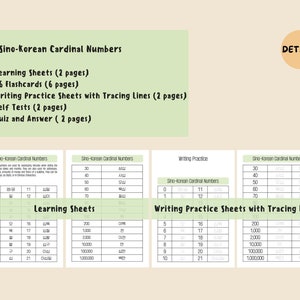 Korean Number Learning Set, Korean Worksheets, Hangul Workbook, Korean ...
