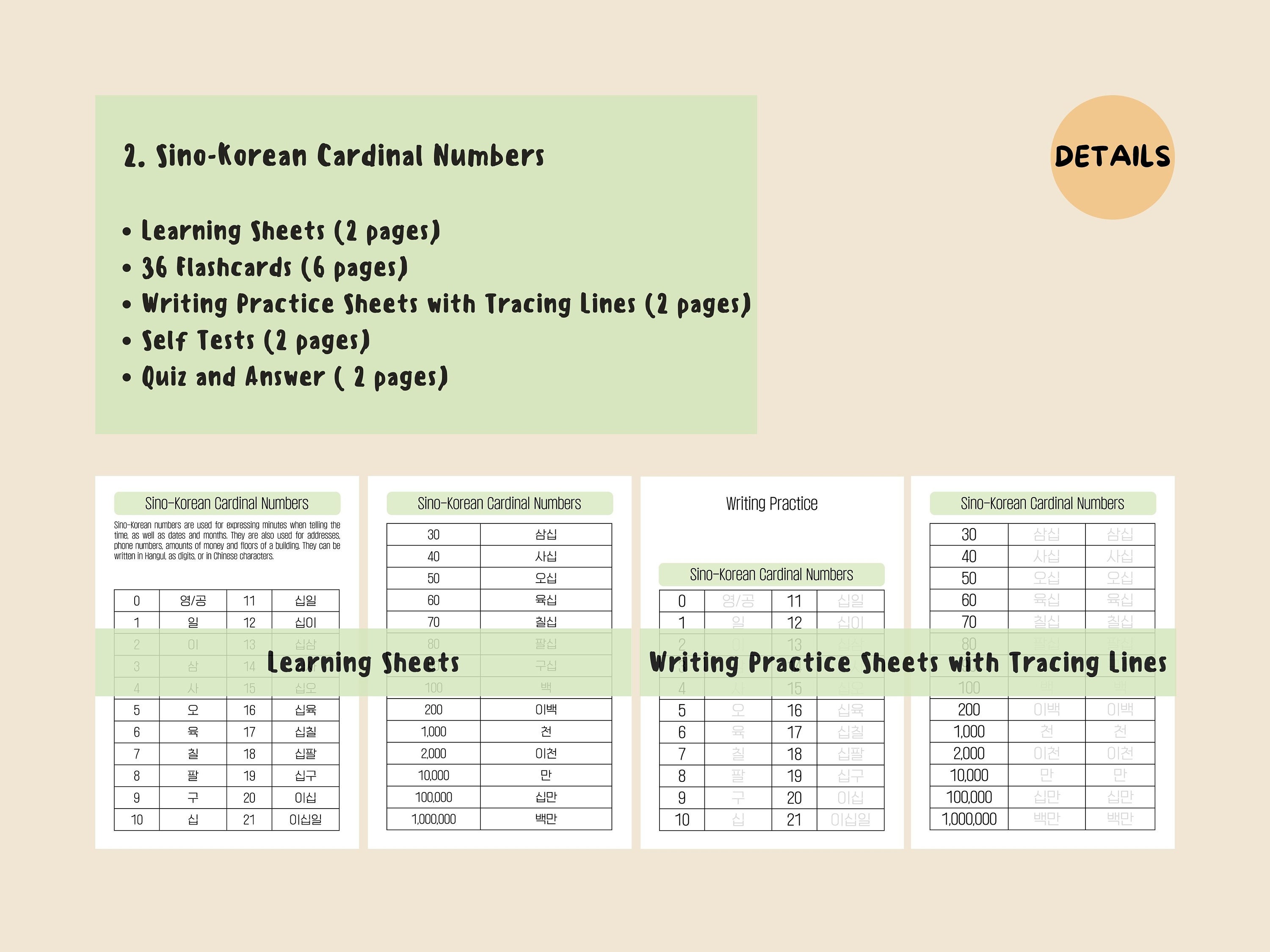 Korean Number Learning Set Korean Worksheets Hangul - Etsy