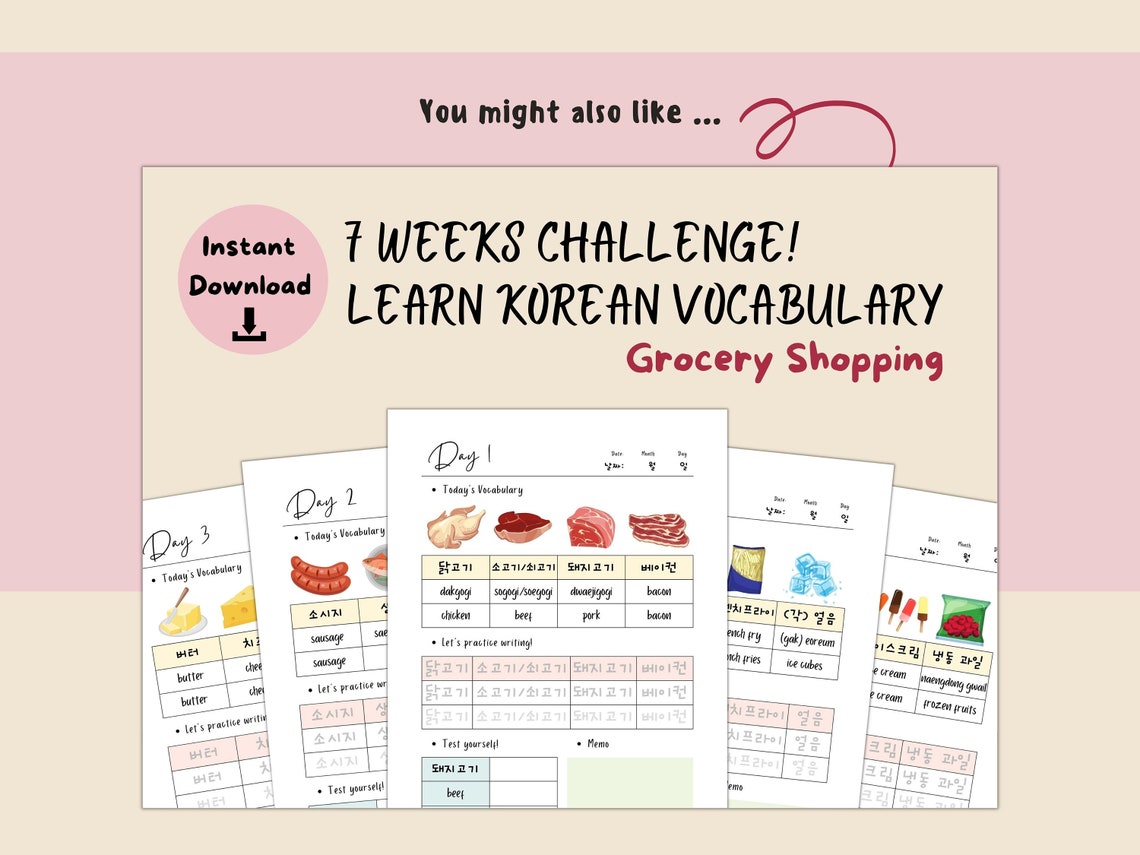 Learning Korean Vocabulary Worksheet Korean Language Learn - Etsy