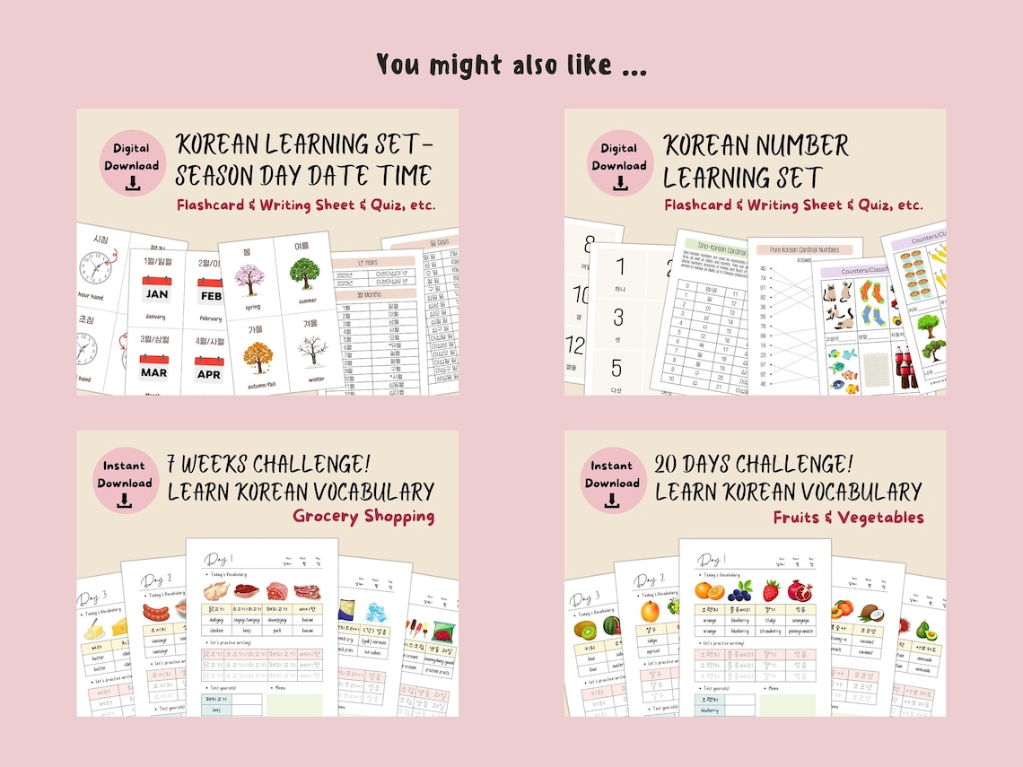Korean Adjective Learning Sheets, Basic Korean Practice, Korean ...