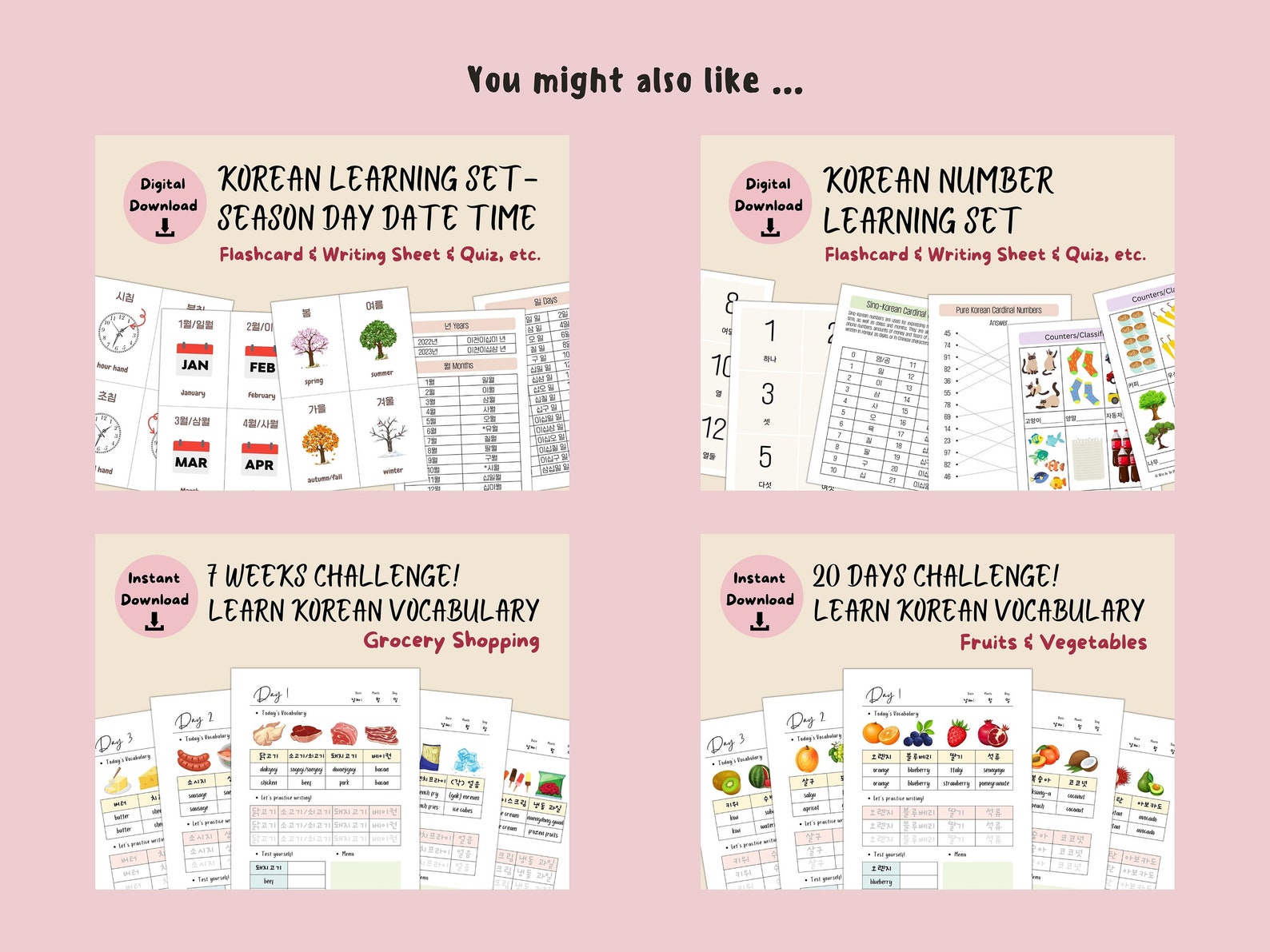Korean Adjective Learning Sheets, Basic Korean Practice, Korean ...