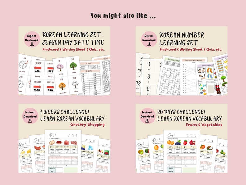 Korean Adjective Learning Sheets, Basic Korean Practice, Korean ...