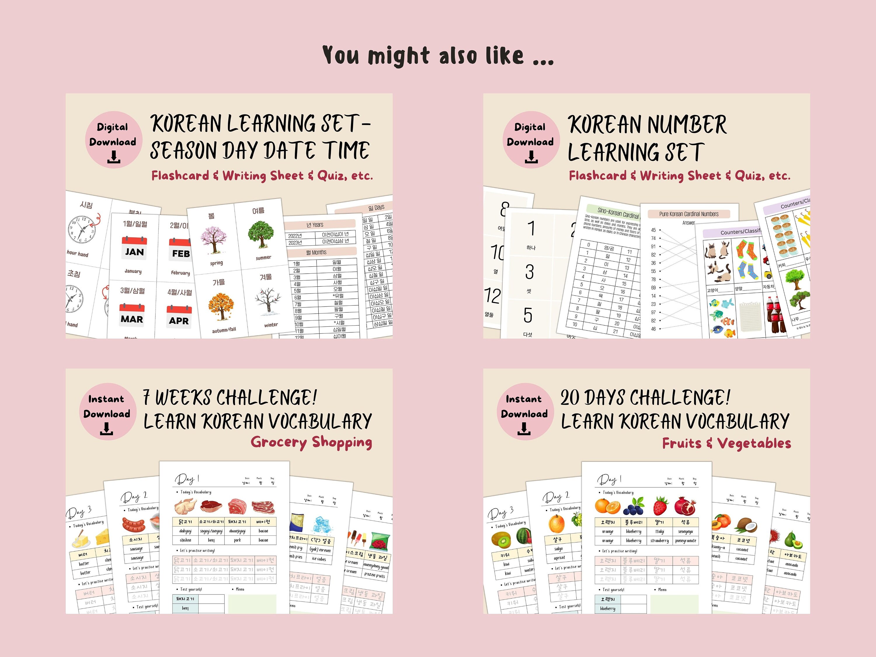 Korean Adjective Learning Sheets, Basic Korean Practice, Korean ...